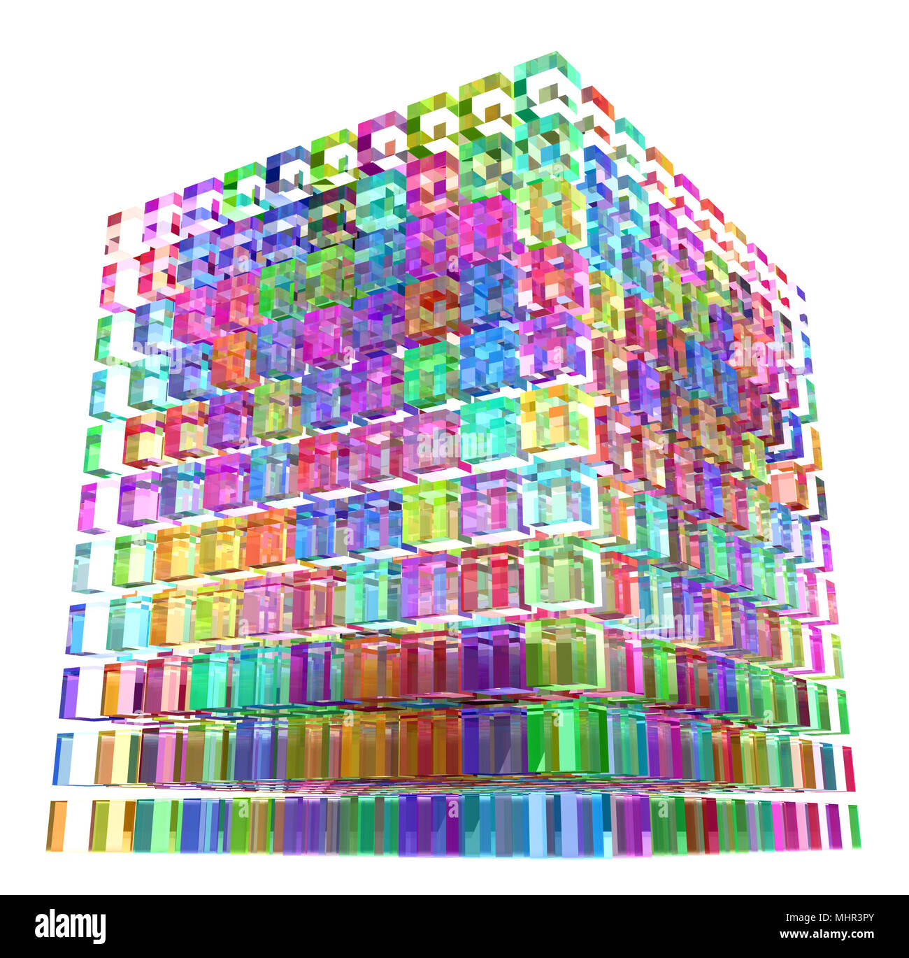 Abstract 3d cube made of many smaller colored ones Stock Photo - Alamy