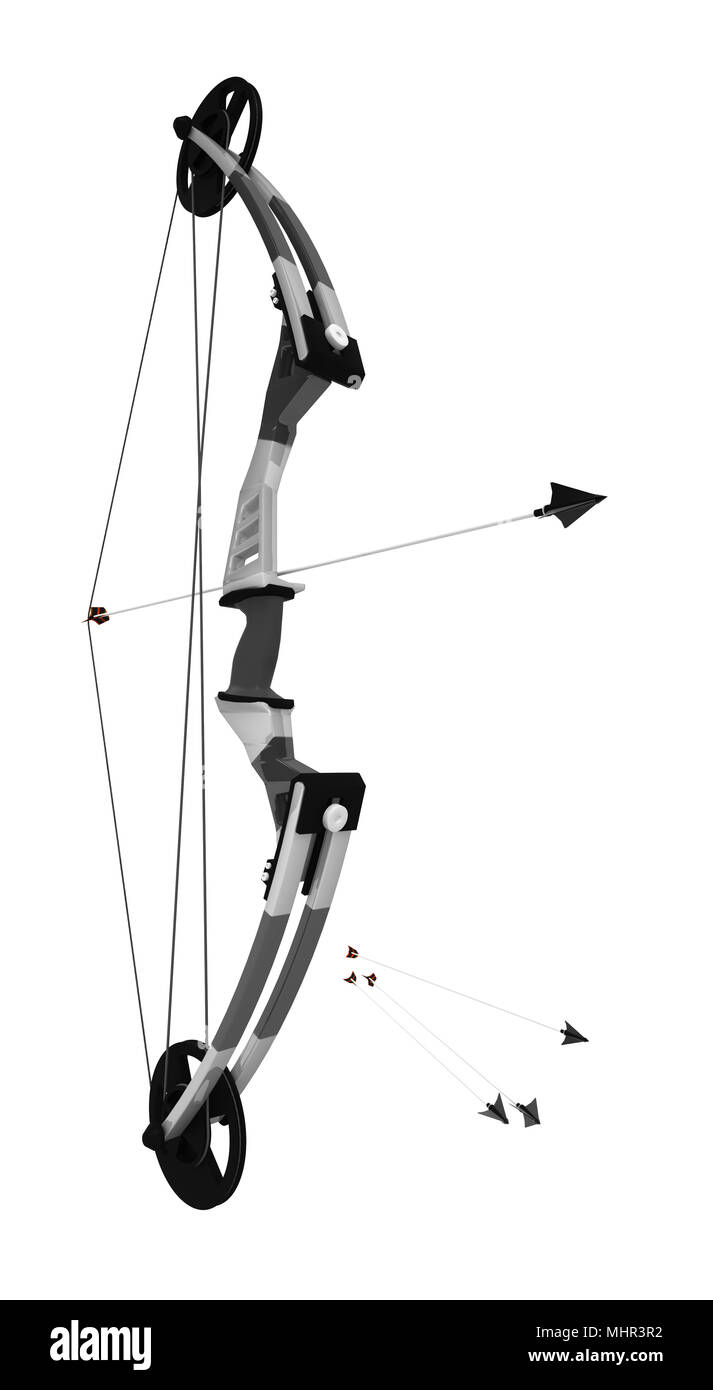 Compound bow 3d model, over white, isolated Stock Photo - Alamy