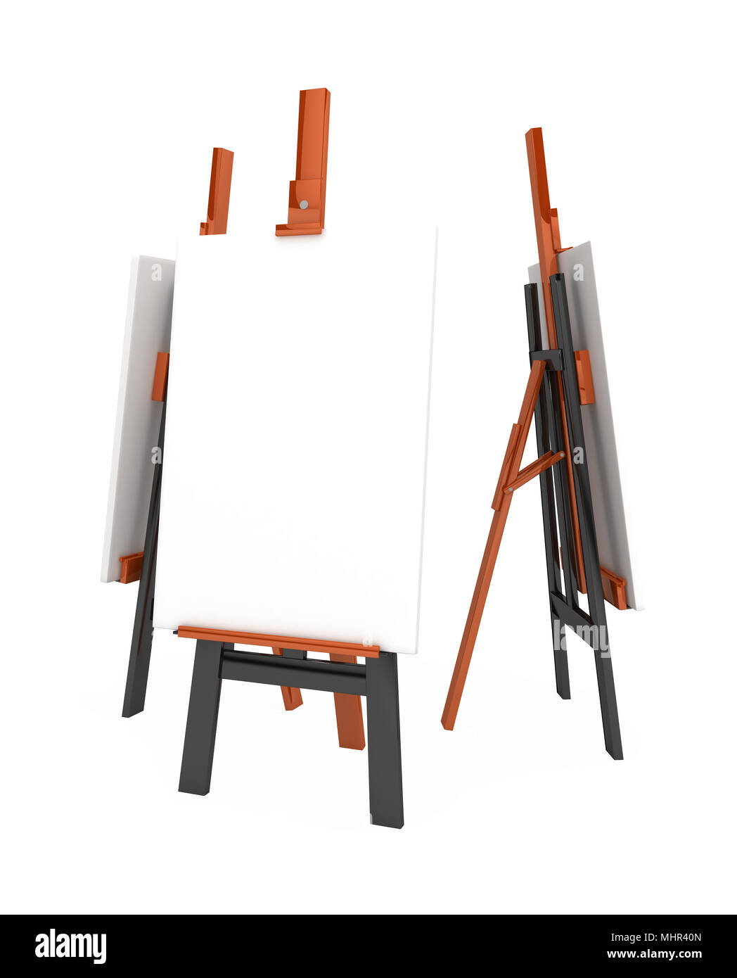 Artist easel 3d models, over white, isolated Stock Photo - Alamy