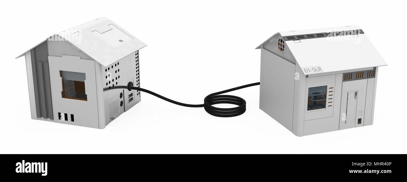 Advanced technology house 3d, over white, isolated Stock Photo - Alamy