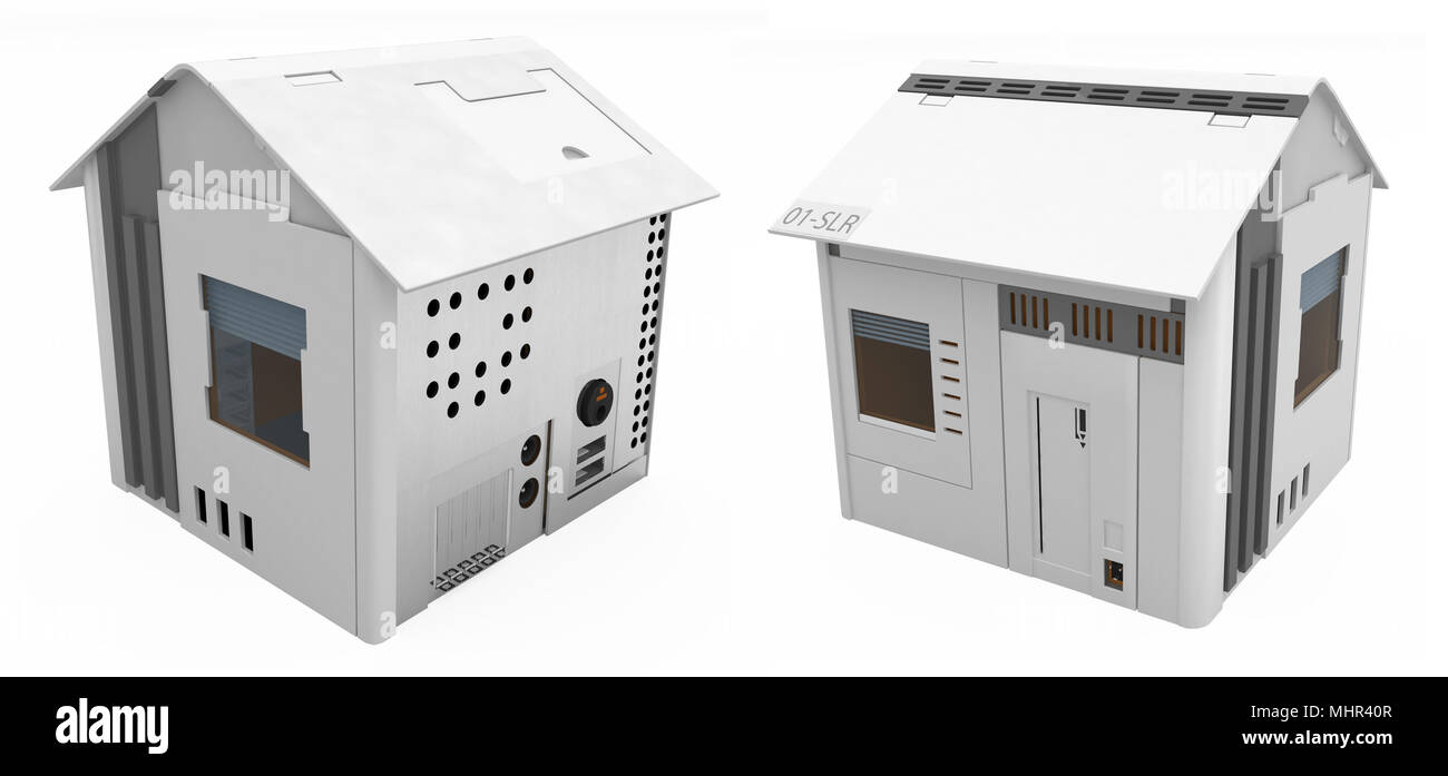 Advanced technology house 3d, over white, isolated Stock Photo - Alamy