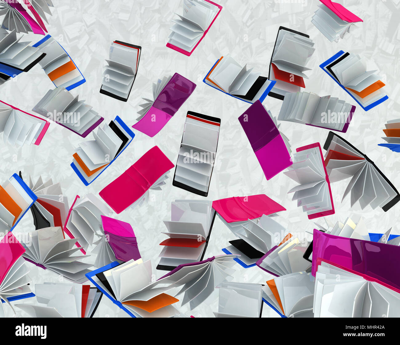 Falling book abstract background 3d rendering, horizontal Stock Photo ...