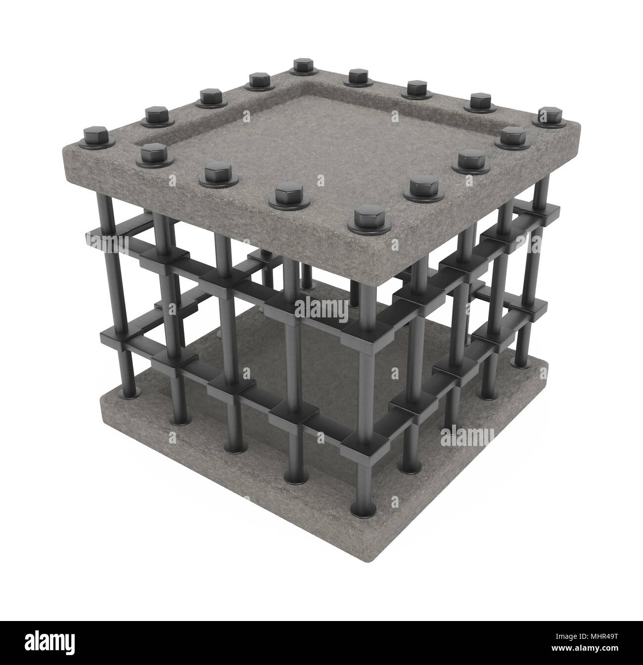 Heavy square 3d cage, over white, isolated Stock Photo - Alamy