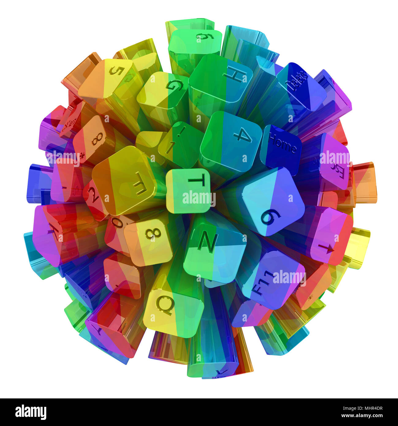 Sphere made of computer keyboard keys, over white, isolated Stock Photo ...