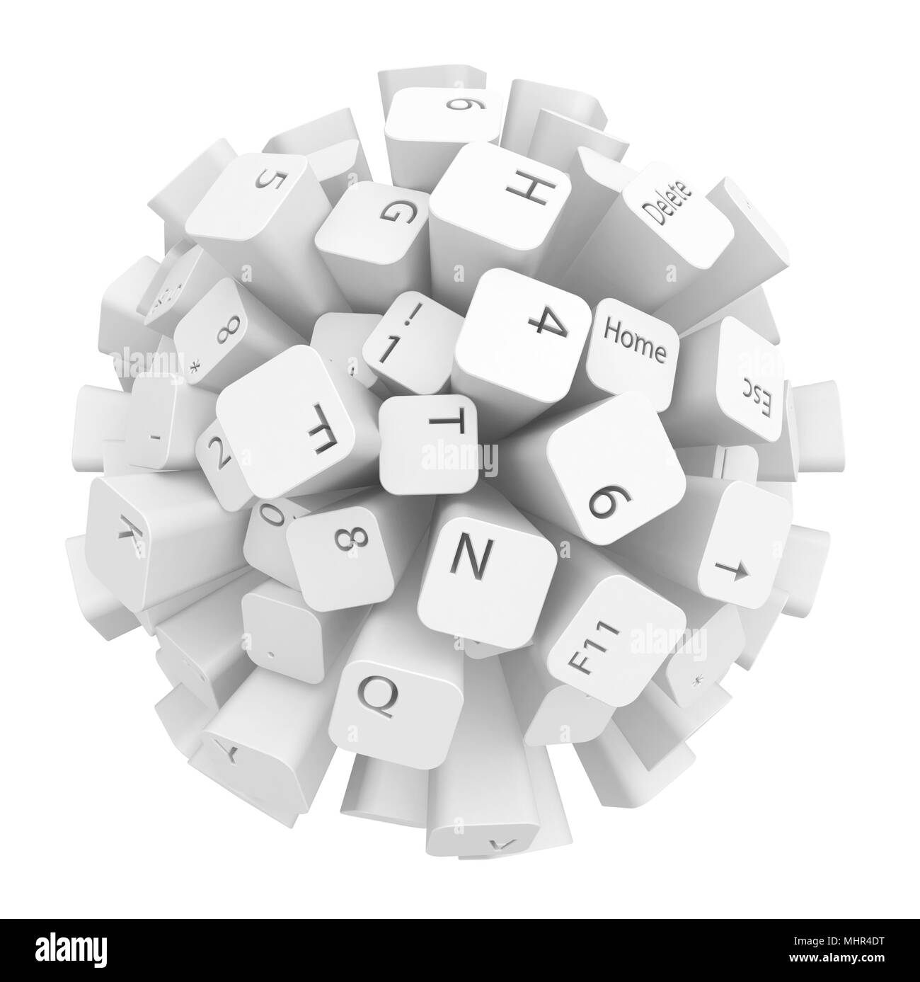 Sphere made of computer keyboard keys, over white, isolated Stock Photo ...