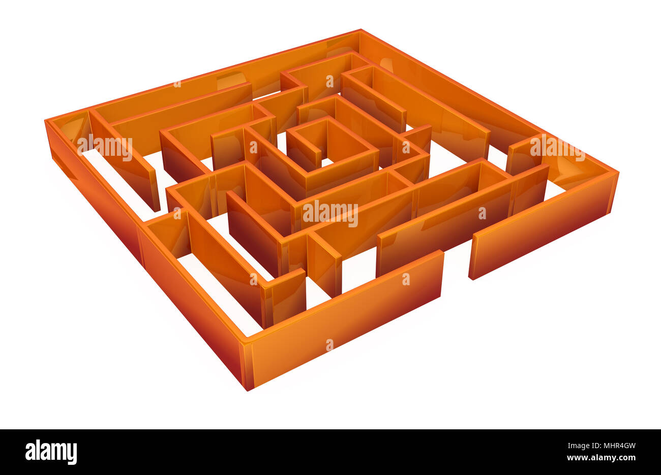 Square 3d labyrinth model, over white, isolated Stock Photo - Alamy