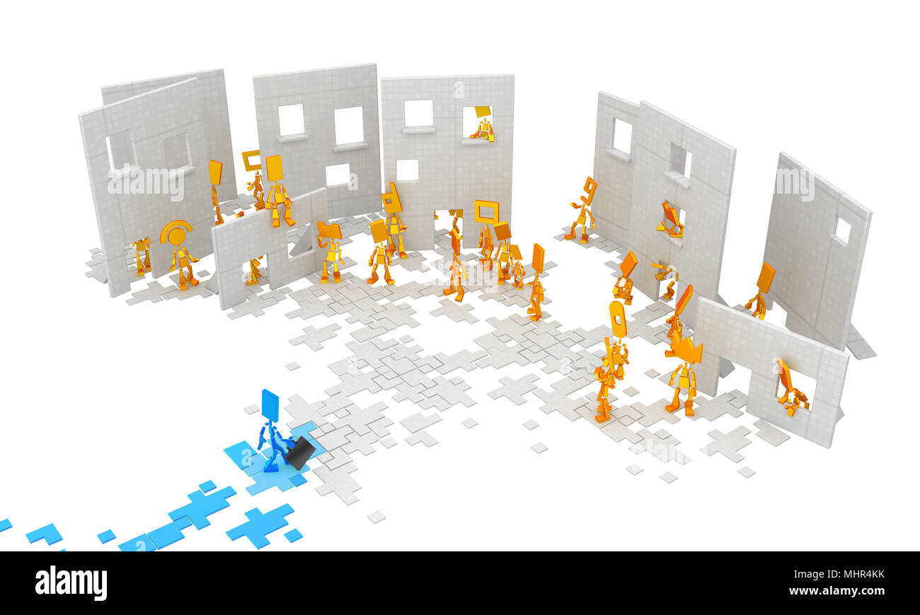 Small flat symbolic 3d figures, over white, isolated Stock Photo - Alamy