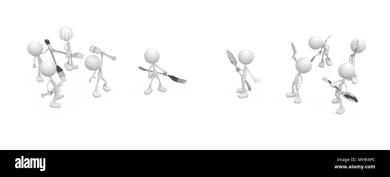 Small 3d character figures, over white, isolated Stock Photo - Alamy