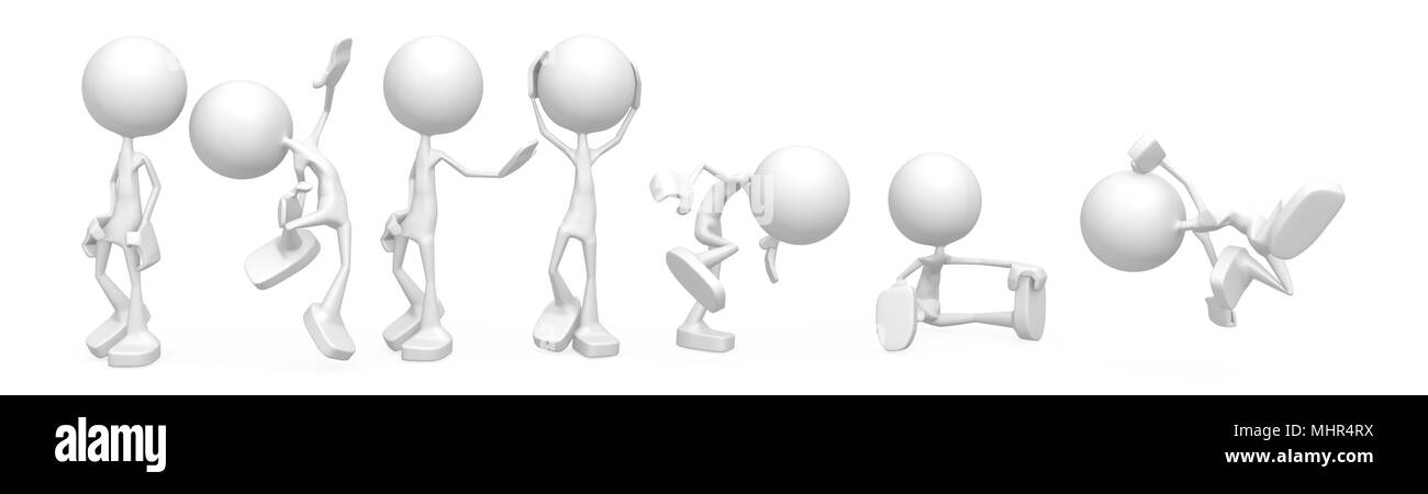 Small 3d character figures, over white, isolated Stock Photo - Alamy