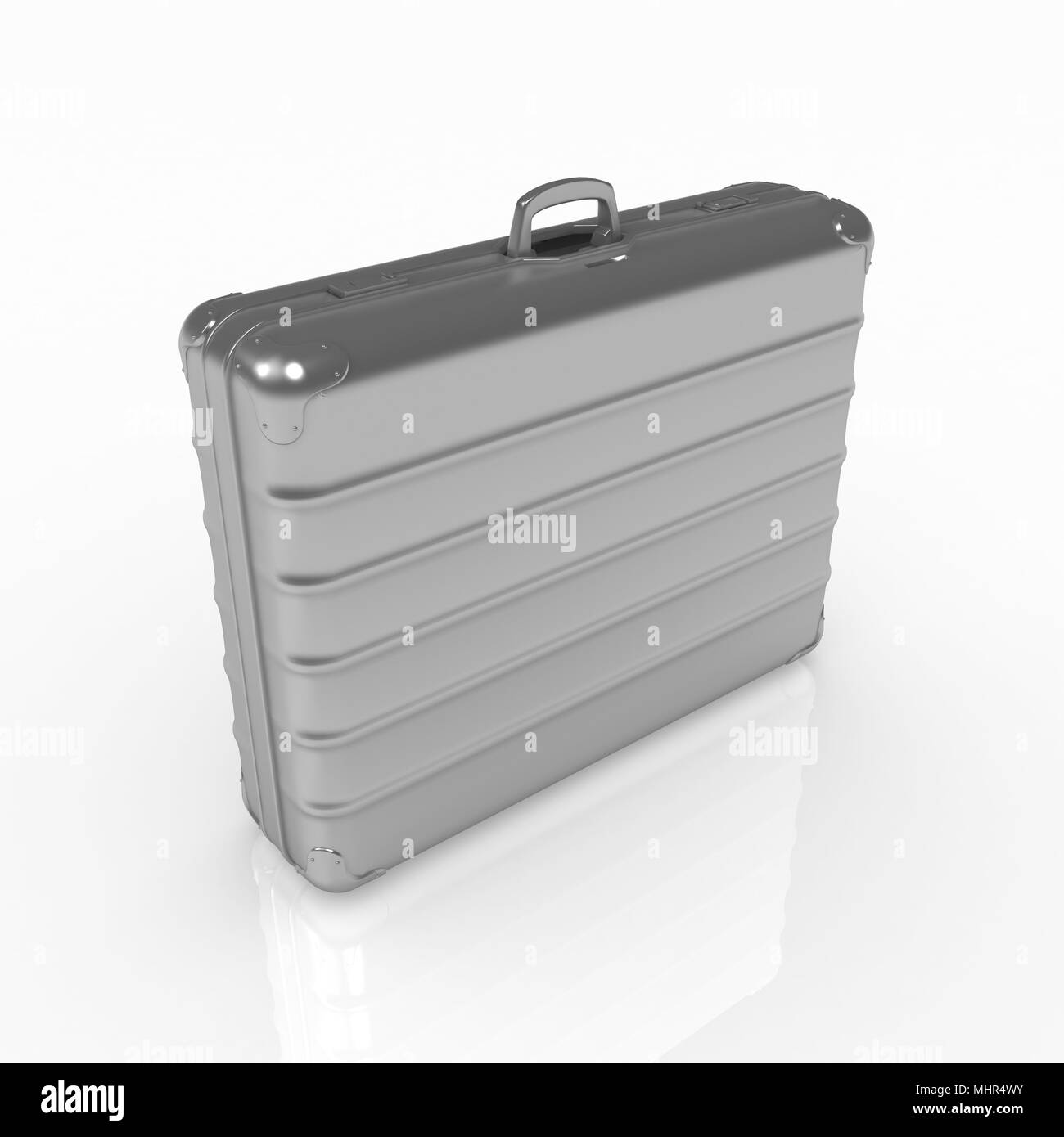 Grey metal 3d briefcase model, over white, isolated Stock Photo - Alamy