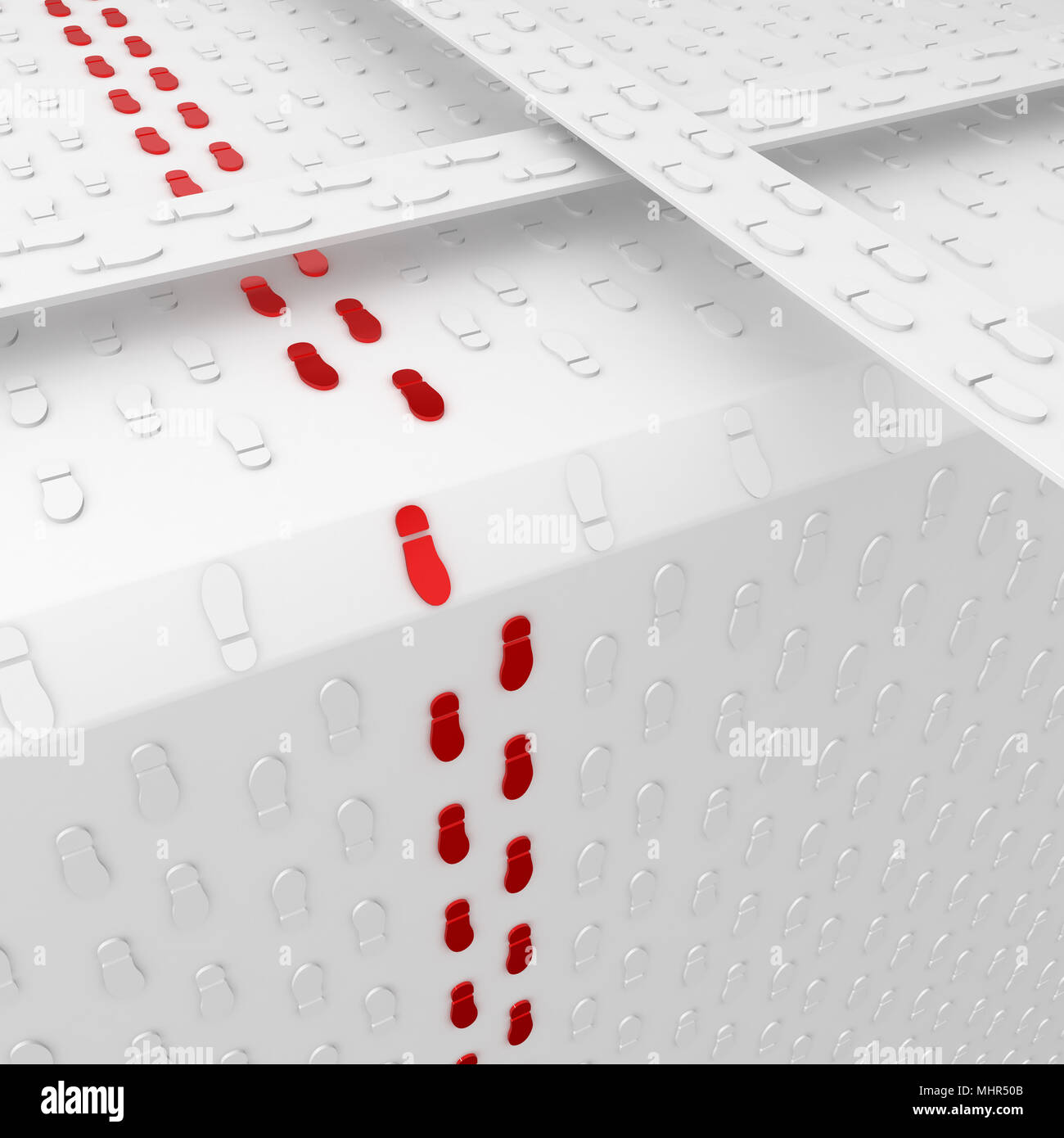 Footprint path leading across the edge 3d abstract Stock Photo - Alamy