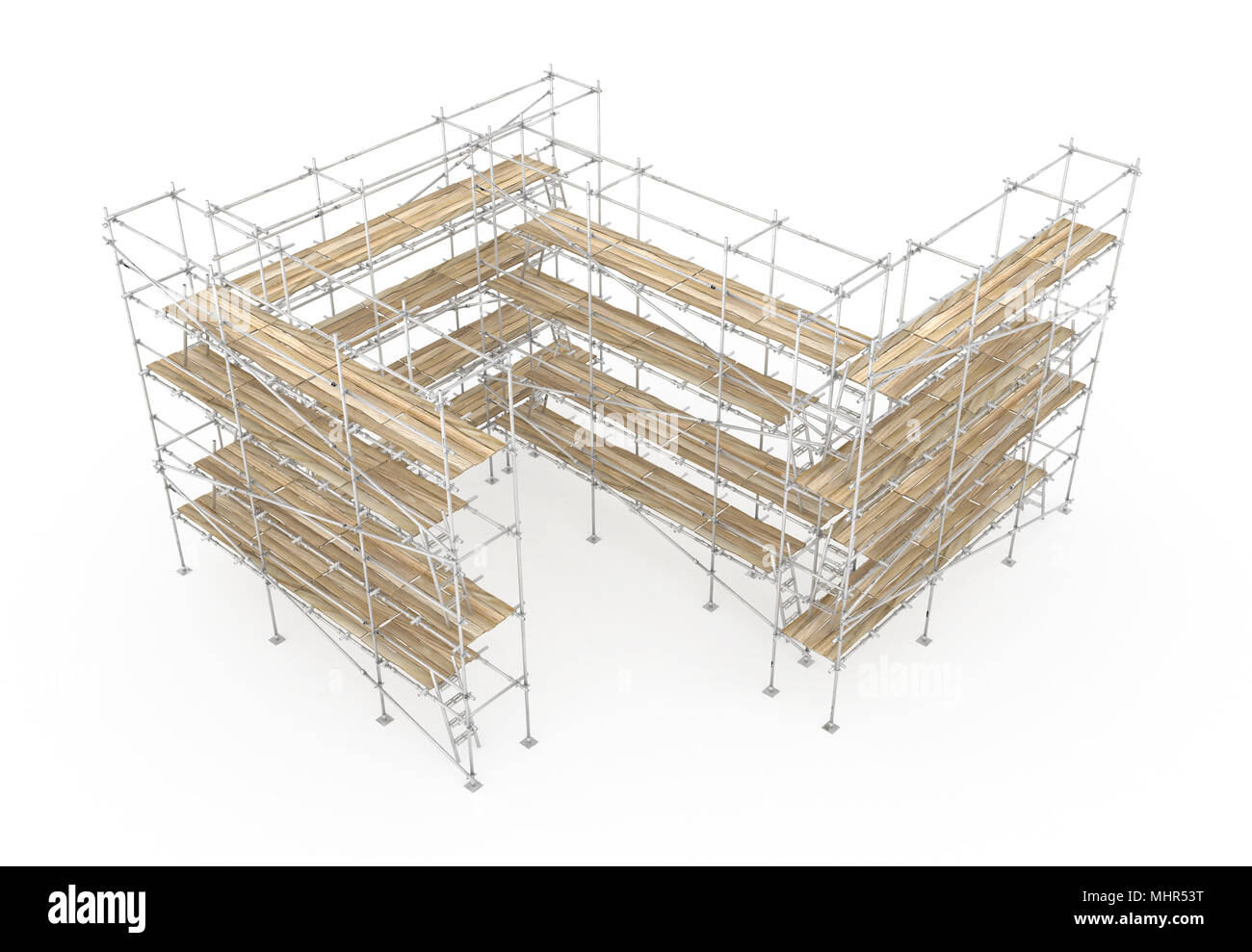 Horizontal 3d construction scaffolding structure, over white Stock ...