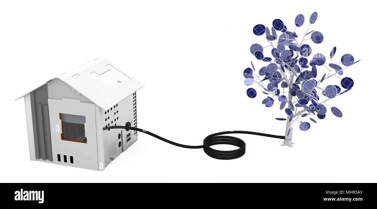 Advanced technology house 3d, over white, isolated Stock Photo - Alamy