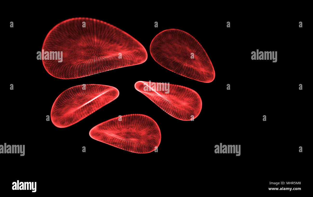 Red blood cell wireframe hologram artificial intelligence technology ...
