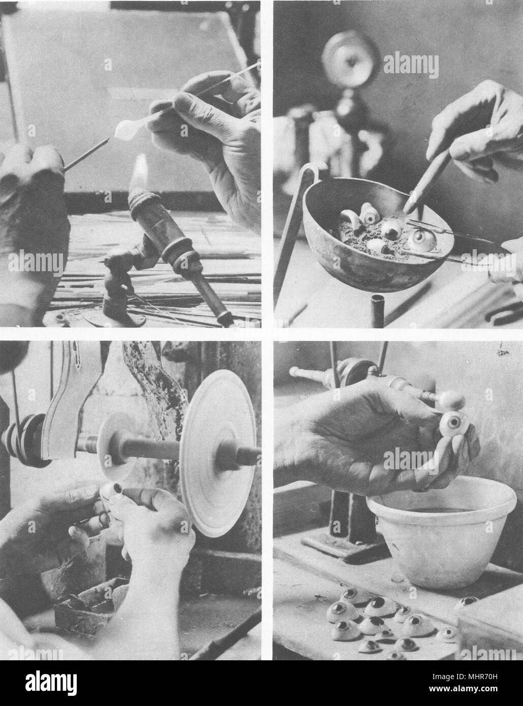 LONDON. Making glass eyes. Copying nature in coloured glass 1926 old ...
