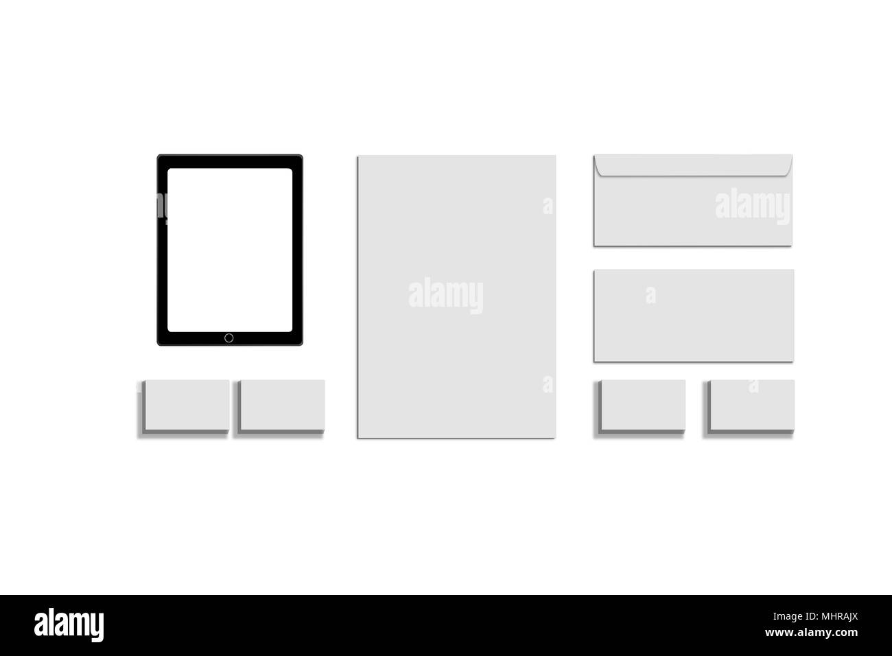 Black white and gray color mock-up of stationery, a template for brand ...