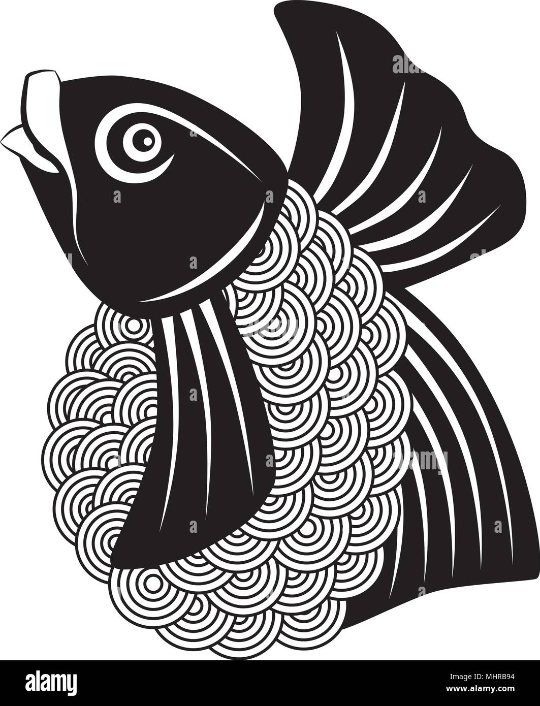 Asian fish outline Stock Vector Images - Alamy