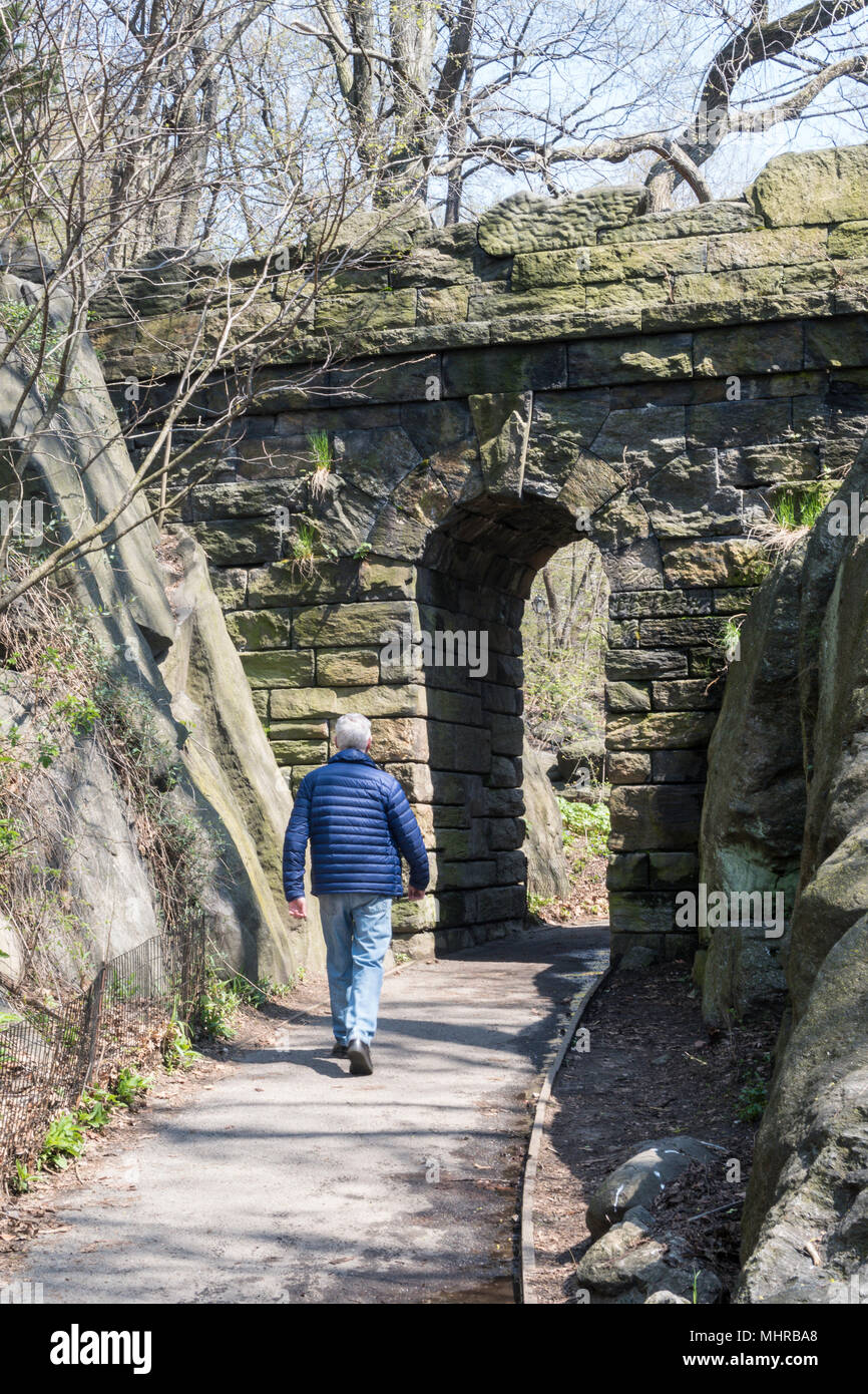 Man Walking Down Path in Central Park, NYC, USA Stock Photo - Alamy