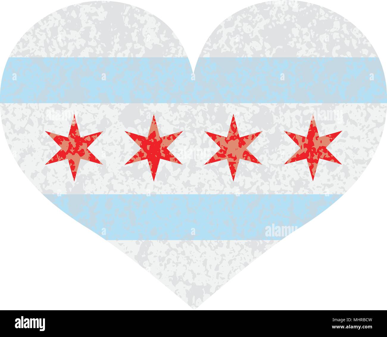 Chicago City Heart Shape Outline Silhouette with Texture Isolated on ...