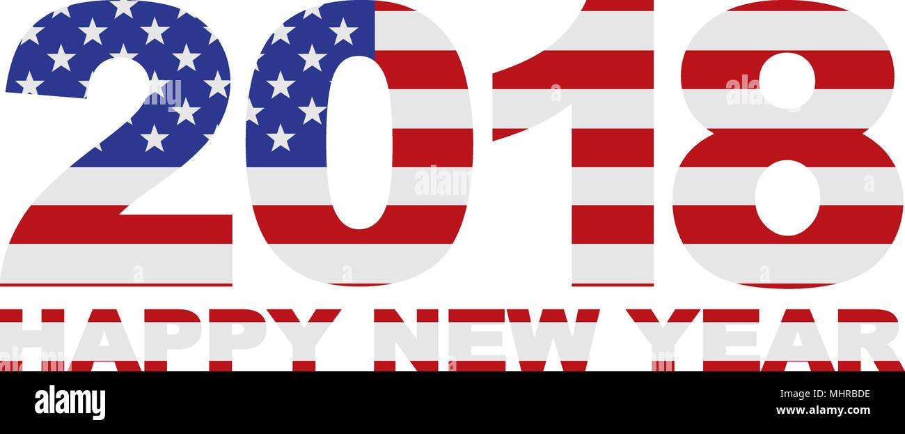 2018 USA American Flag Numbers Outline Isolated on White Background ...
