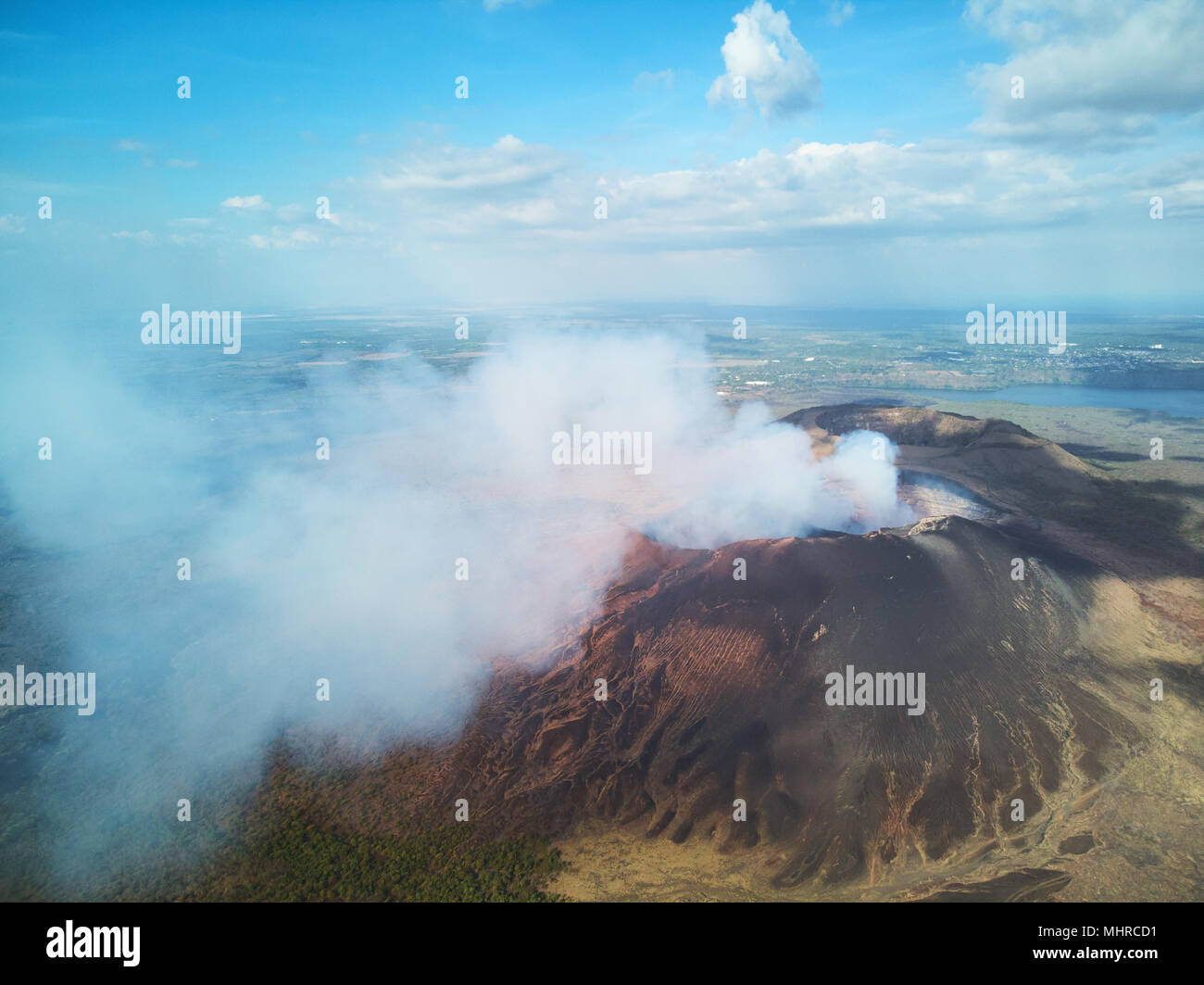 Group of volcanoes aerial view on sunny day Stock Photo - Alamy
