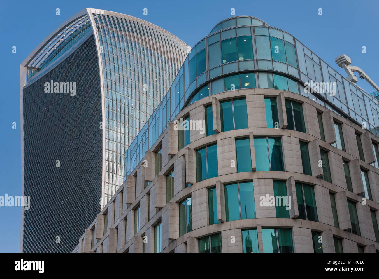 9 floor office building and glass facade of skyscraper in postmodern ...