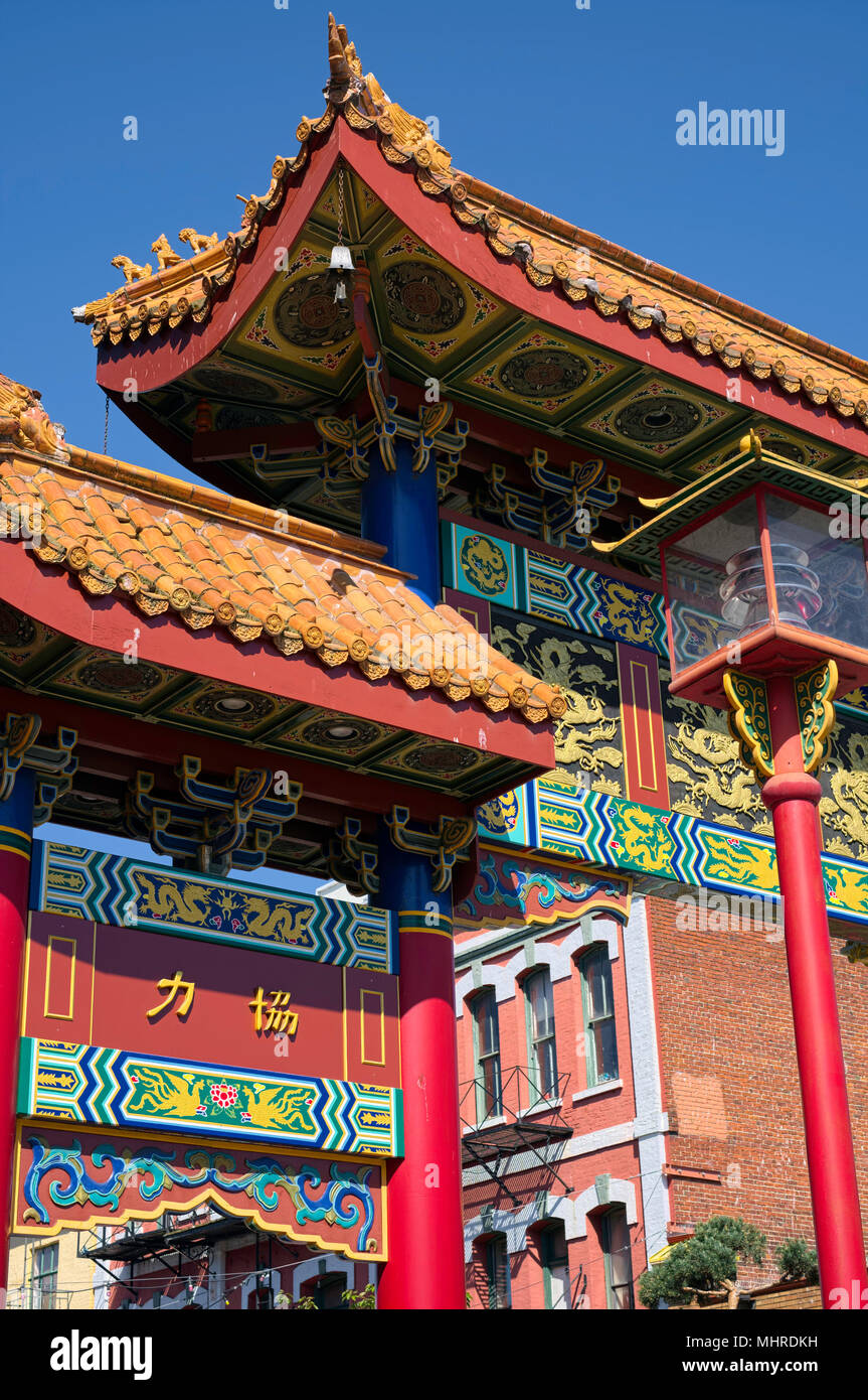 Entrance to Chinatown, Victoria, Vancouver Island, British Columbia ...