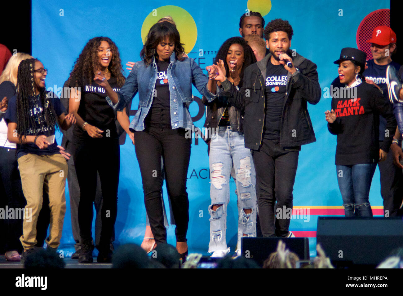 Philadelphia, USA. 2nd May 2018Michelle Obama is joined by students ...