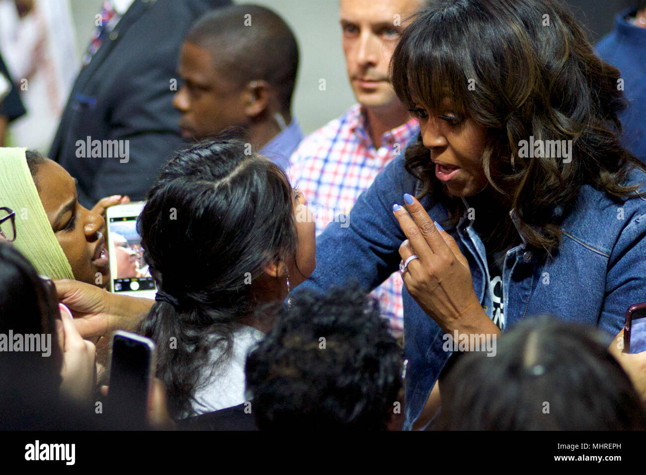 Philadelphia, USA. 2nd May 2018Michelle Obama is joined by students ...