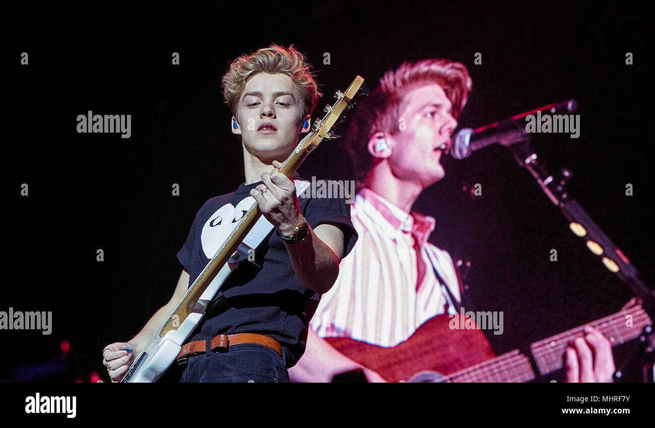 Liverpool, UK. REECE BIBBY of New Hope Club supporting The Vamps on ...