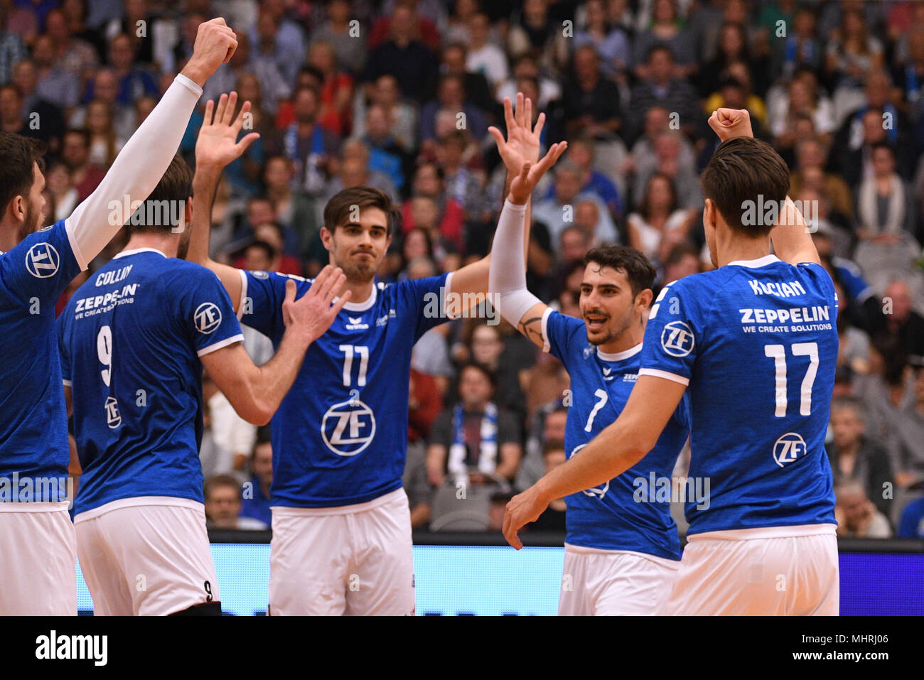 02 May 2018, Germany, Friedrichshafen: Volleyball, German men's ...
