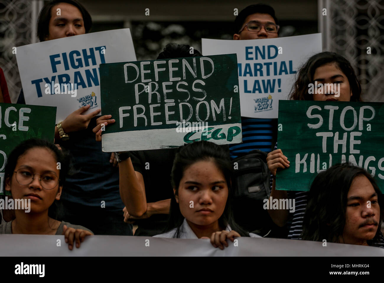 Quezon City, Philippines. 3rd May, 2018. Filipino student activists ...