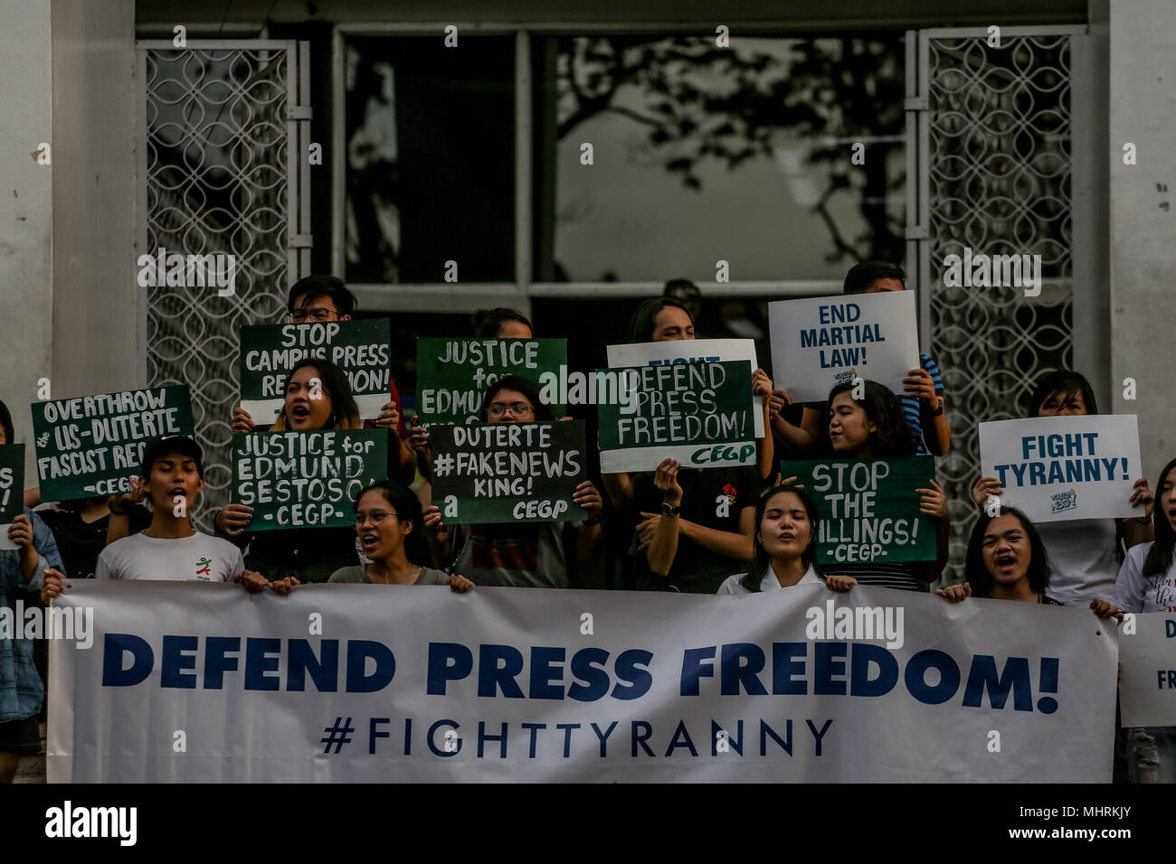 Quezon City, Philippines. 3rd May, 2018. Filipino student activists ...