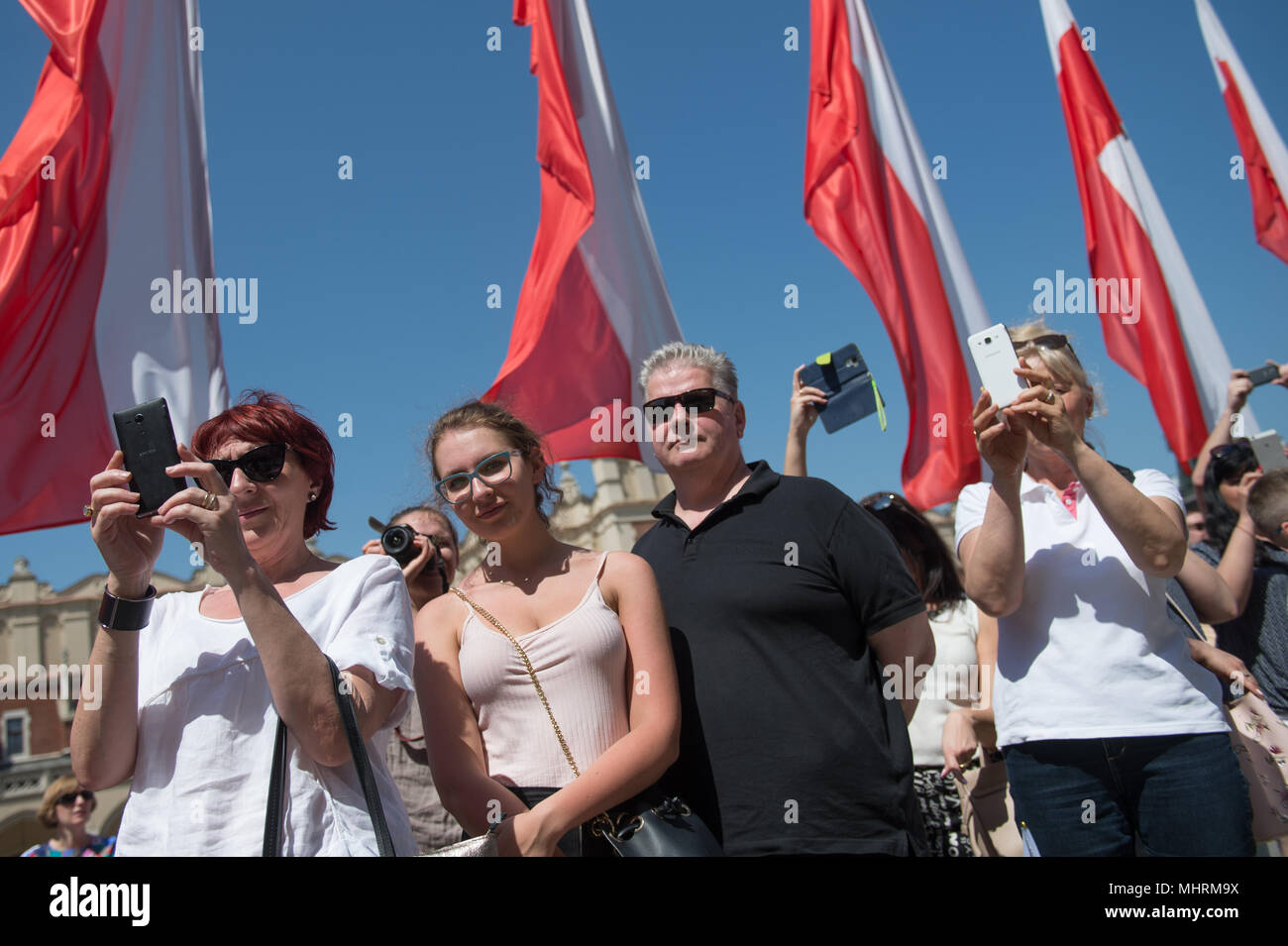 Krakow, Poland. 3rd May, 2018. People photograph the formal ...