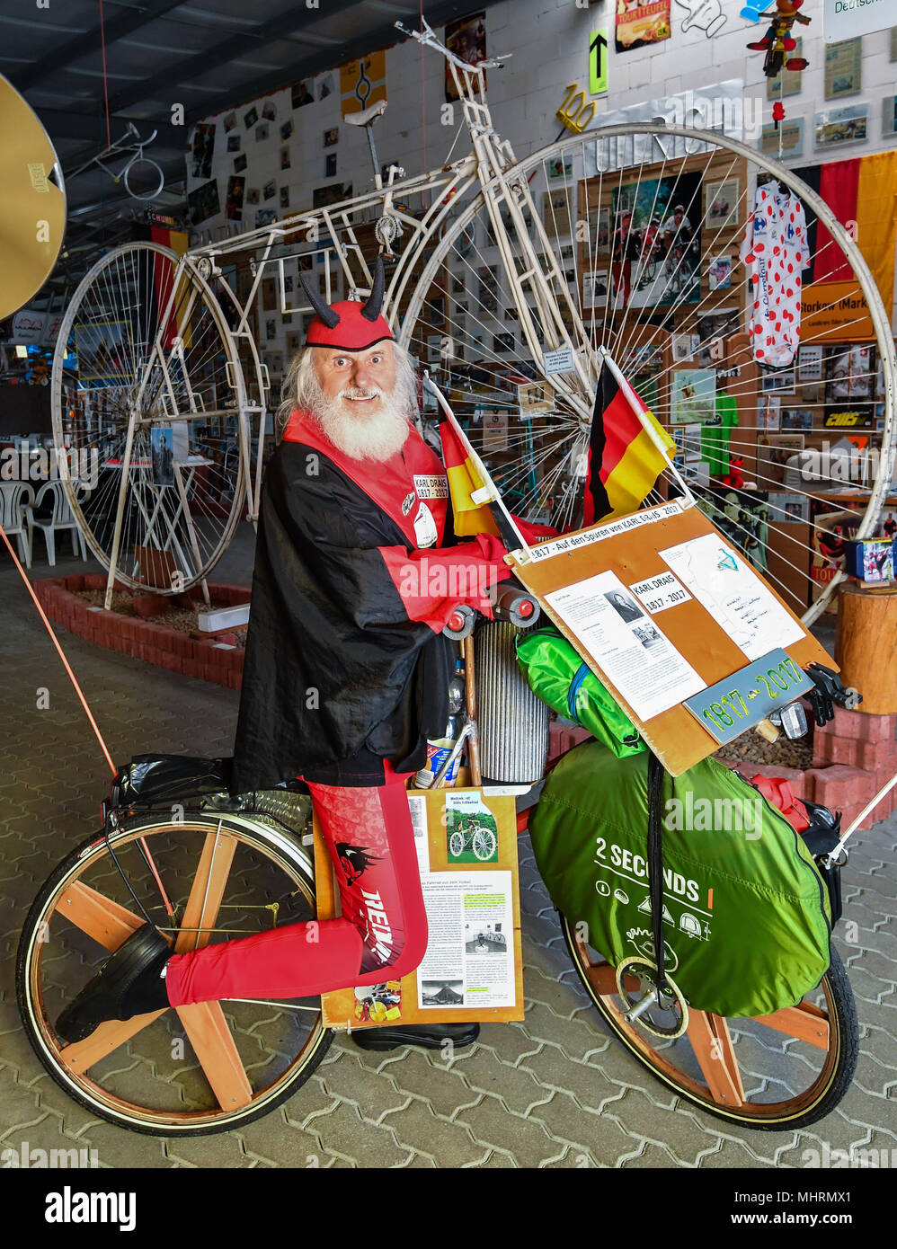 Bicycle designer Dieter «Didi» Senft sits on 24.02.2017 on a self-built ...