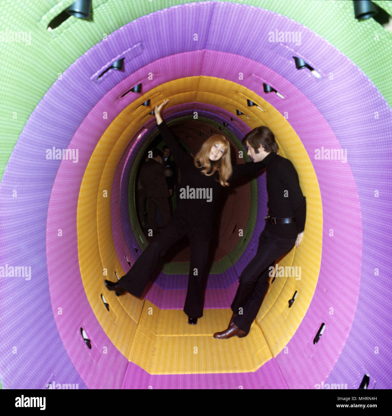 Fabric cladding in pastel shades in a pipe run at the 12th ...