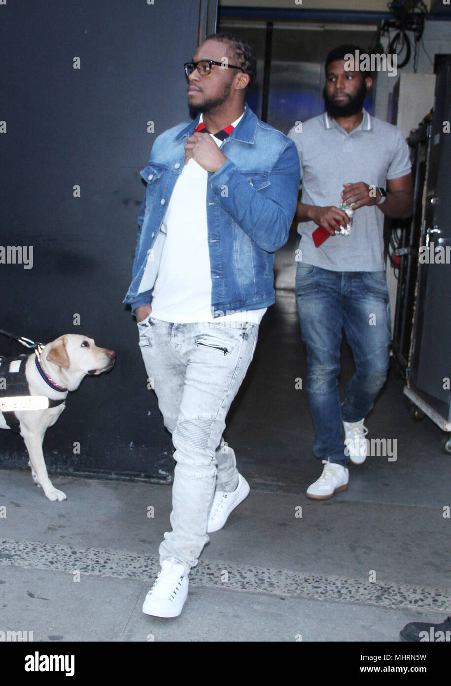 New York, NY, USA. 3rd May, 2018. Donte Robinson and Rashon Nelson seen leaving Good Morning ...