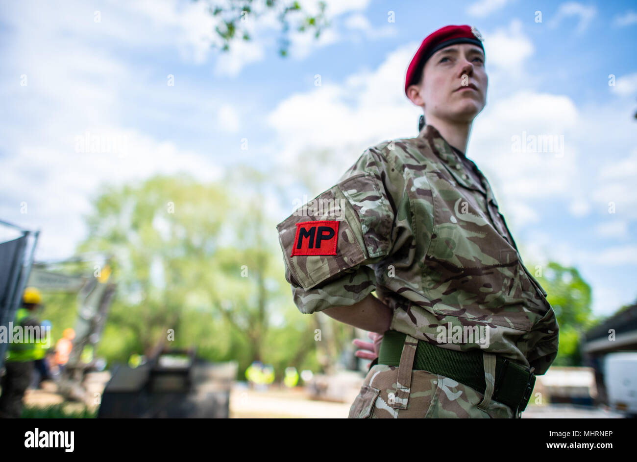 03 May 2018, Germany, Paderborn: A soldier of the British military ...