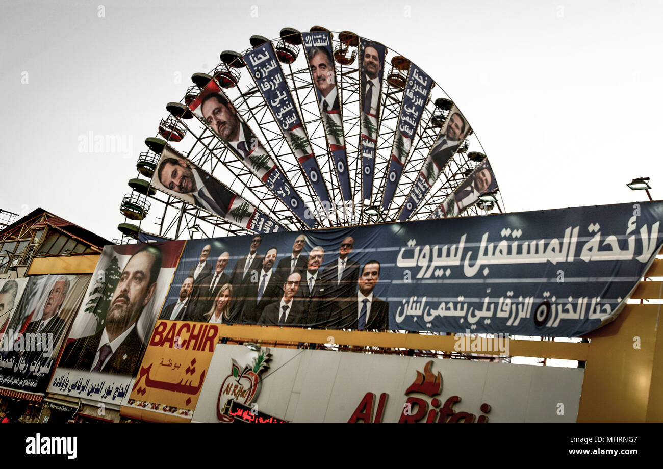 Beirut, Lebanon. 03rd May, 2018. A Ferris wheel at Beirut's Luna park ...