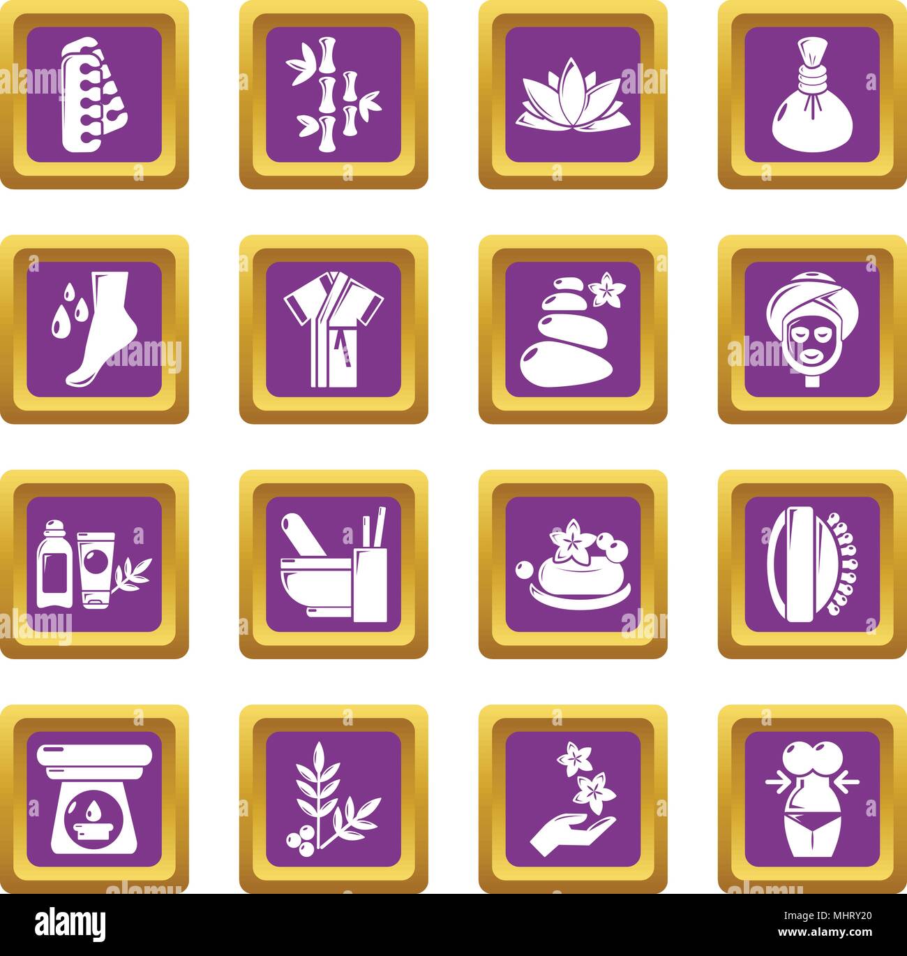 Spa salon icons set purple square vector Stock Vector Image & Art - Alamy