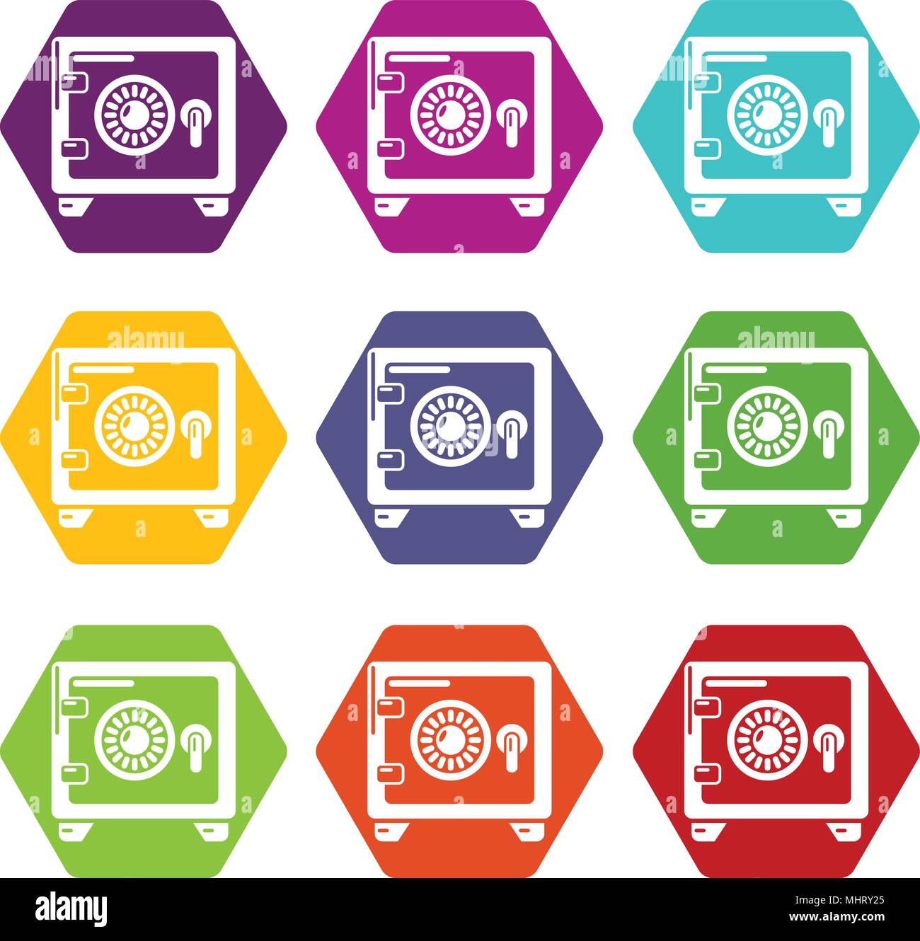Safe icons set 9 vector Stock Vector Image & Art - Alamy