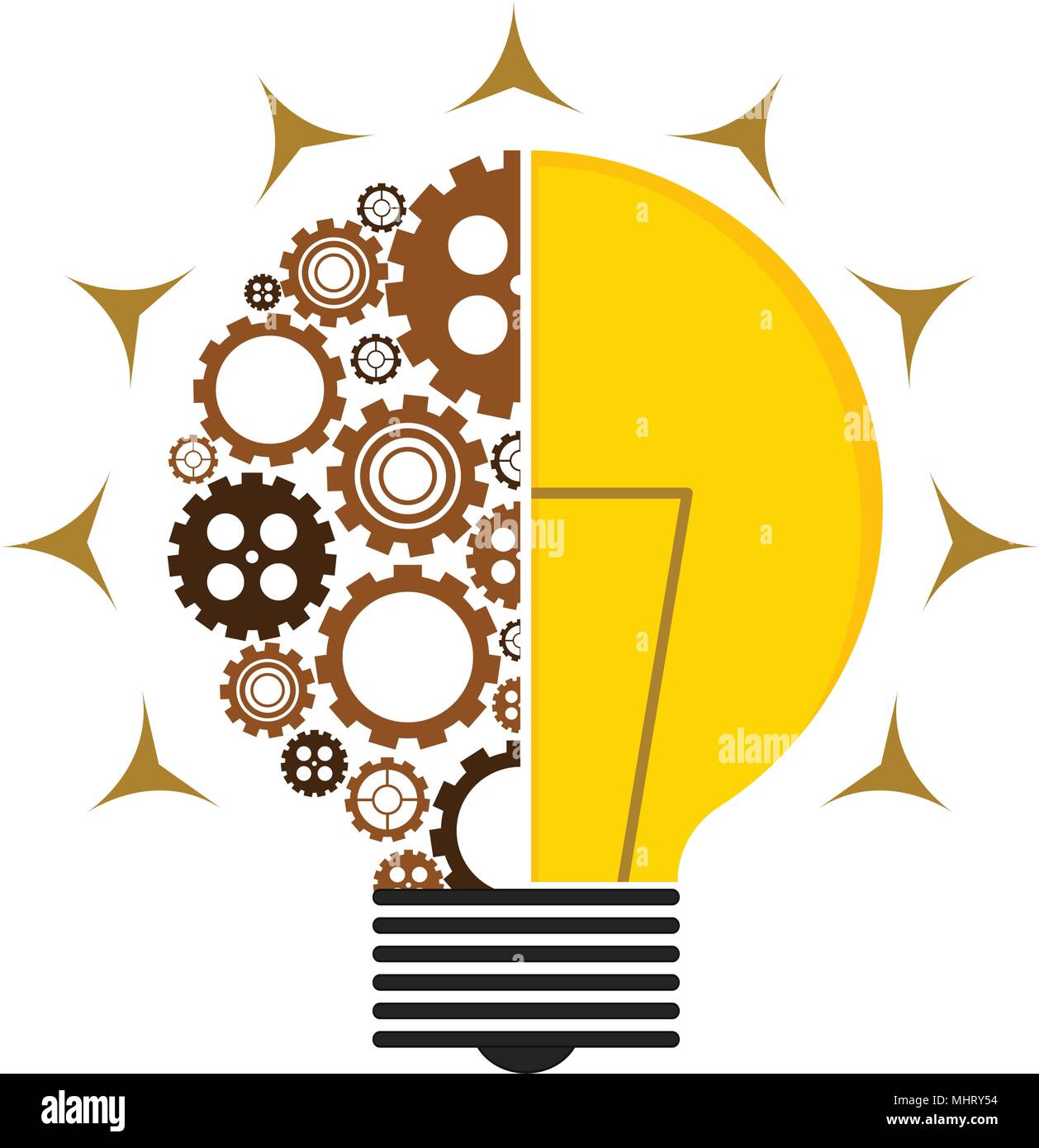 Conceptual lightbulb icon with gear pieces Stock Vector Image & Art - Alamy