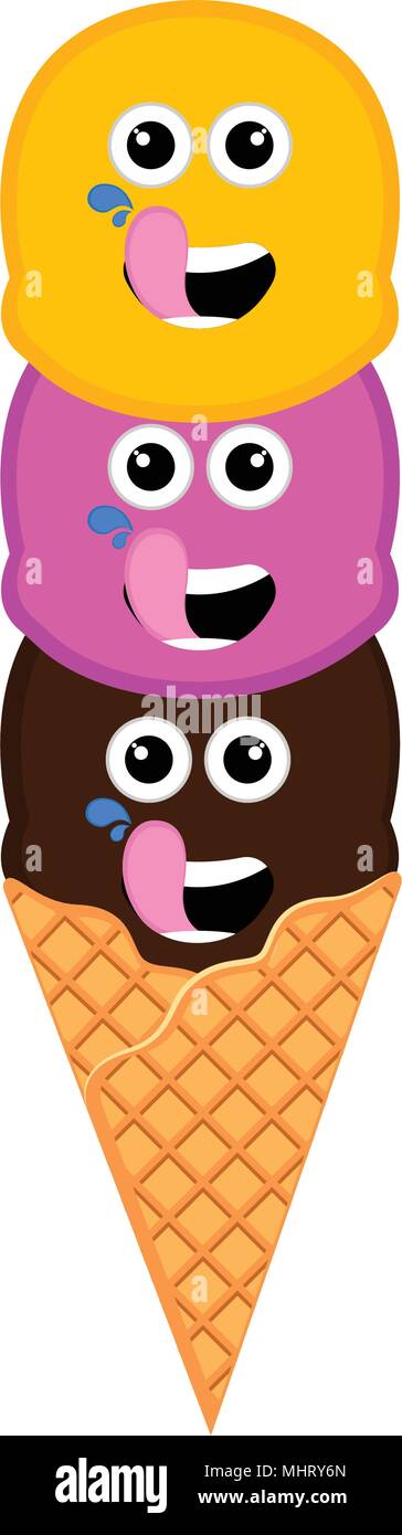 Happy ice cream emoticon Stock Vector Image & Art - Alamy