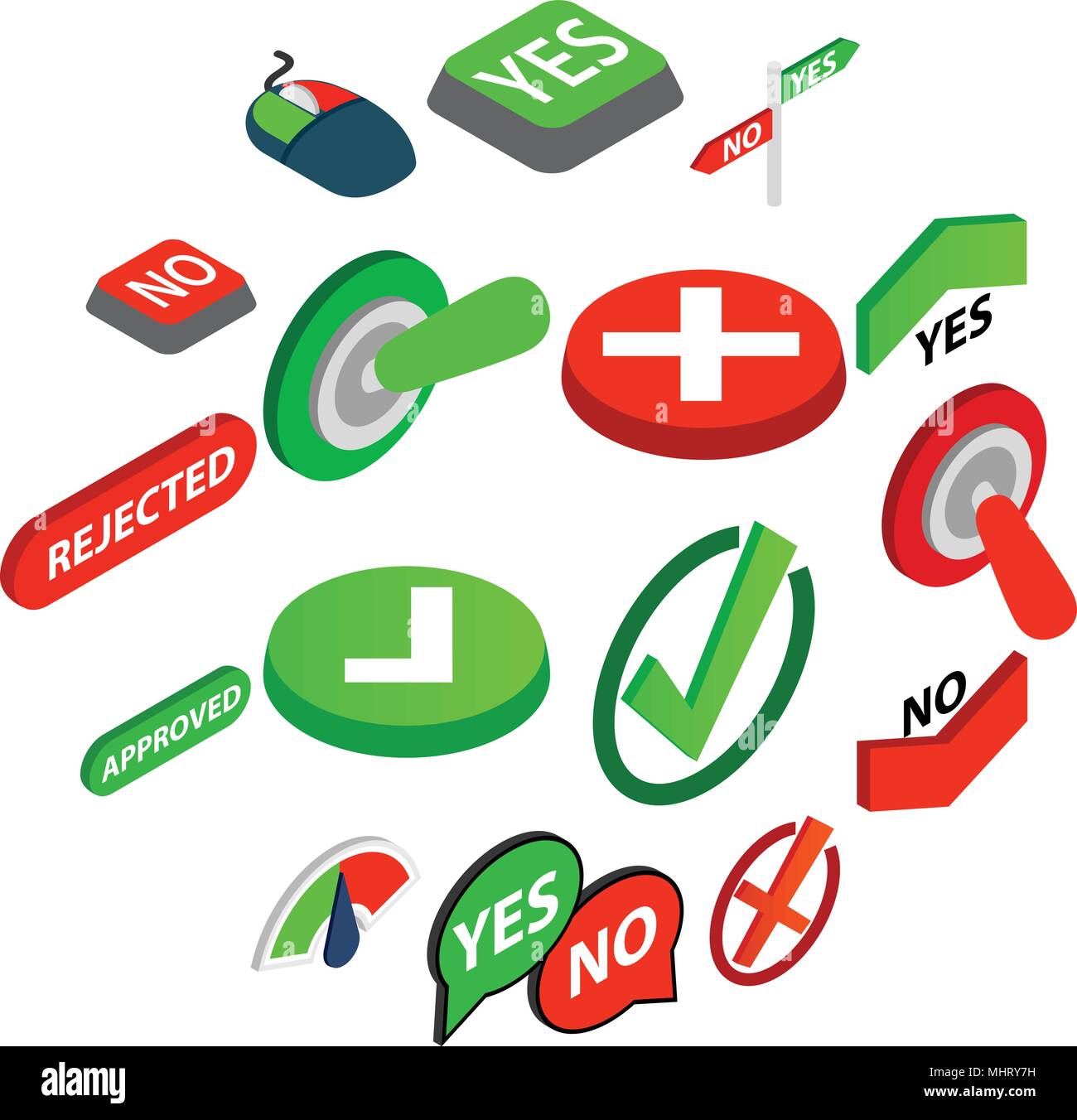 Yes or No icons set, isometric 3d style Stock Vector Image & Art - Alamy