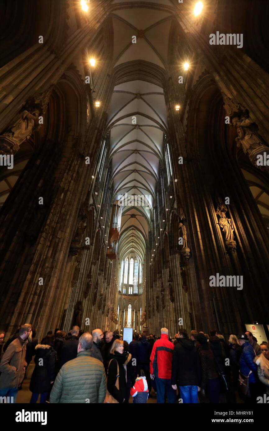 Inside view of the Cologne Cathedral, a Catholic cathedral and UNESCO ...