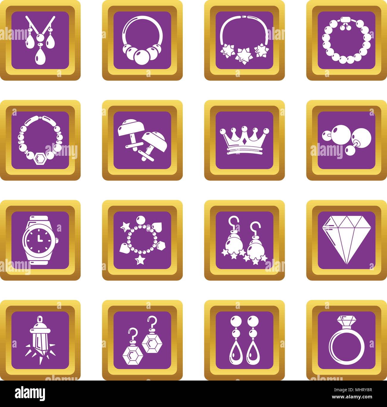 Jewelry shop icons set purple square vector Stock Vector Image & Art ...