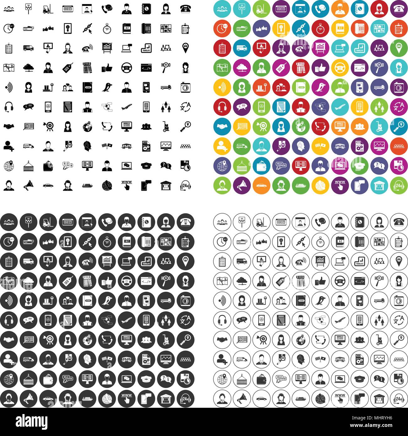 100 telephone operator icons set vector variant Stock Vector Image ...