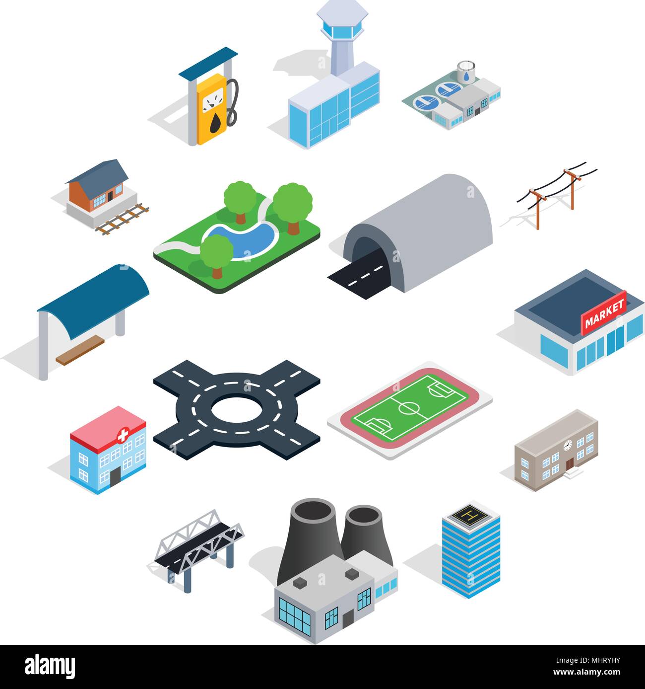 Infrastructure icons set, isometric 3d style Stock Vector Image & Art ...
