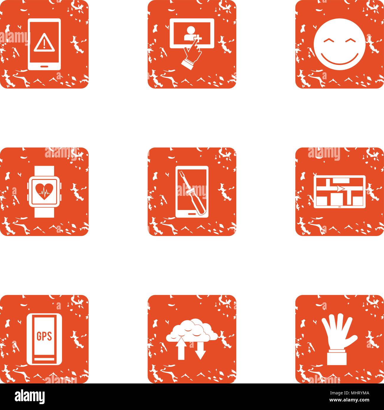 Manufacturing equipment icons set, grunge style Stock Vector Image ...