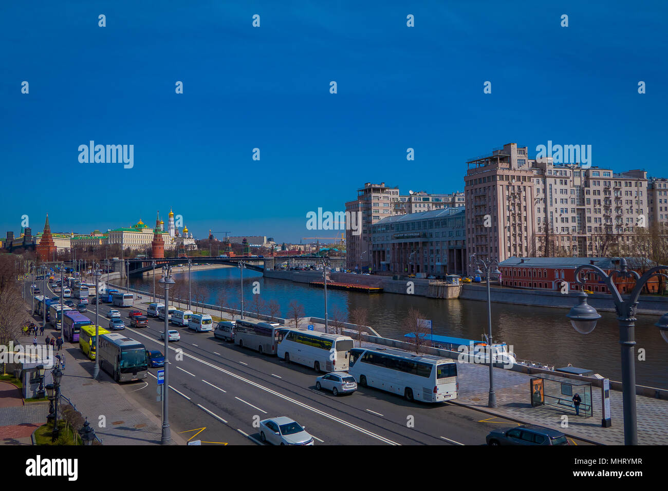 MOSCOW, RUSSIA- APRIL, 24, 2018: Outdoor view of the Red Square with ...